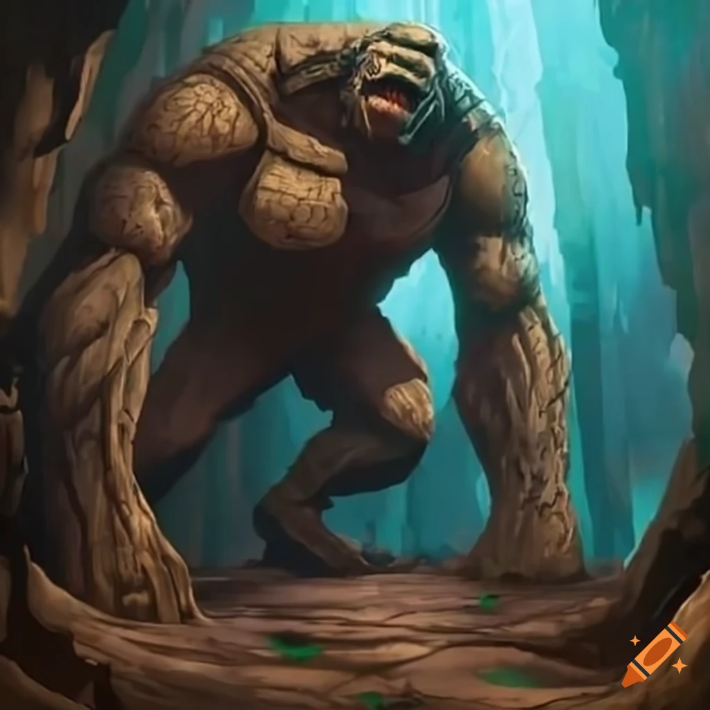Image of a fierce giant golem guarding a passage on Craiyon