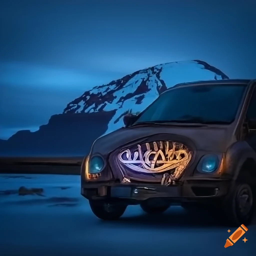 Night photography of a viking car in iceland