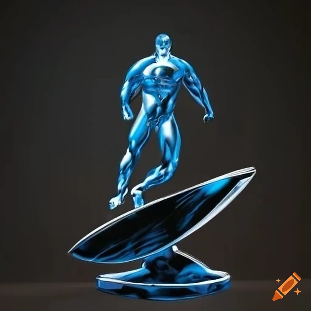 Purple chrome artwork of the joker and silver surfer on Craiyon
