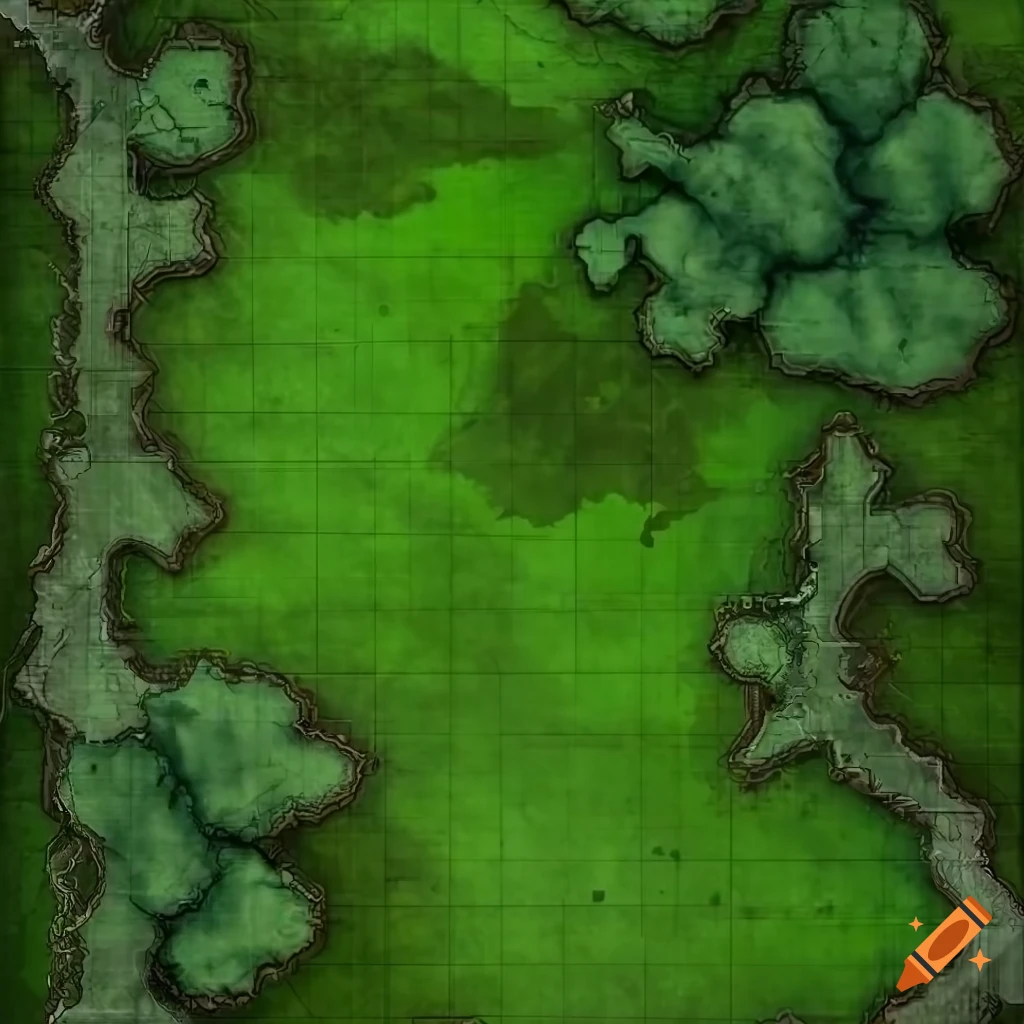 Battle map with green-themed forest environment