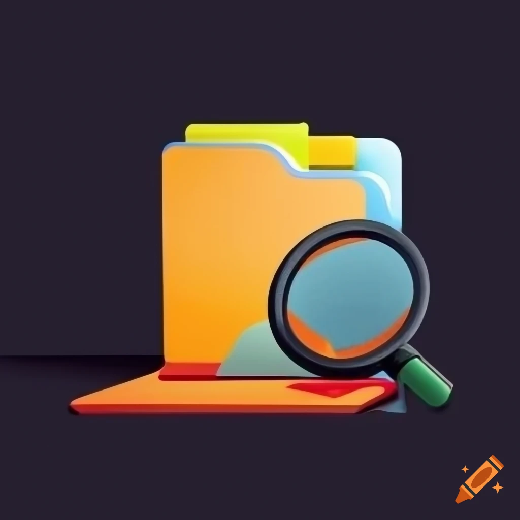 Modern icon of a folder with a magnifying glass on Craiyon