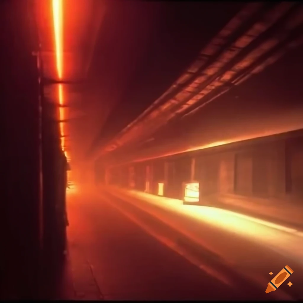 Backlit interior with beams of light in 90s new york