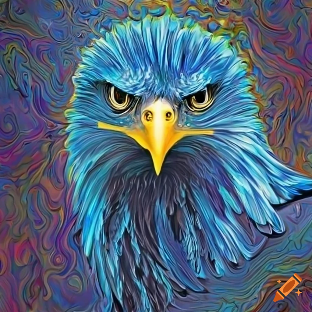 Vibrant artwork of a blue eagle on Craiyon
