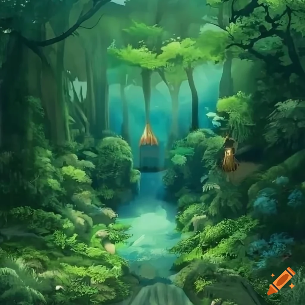 Mysterious flowerfield in a magical forest with glowing blossoms on Craiyon