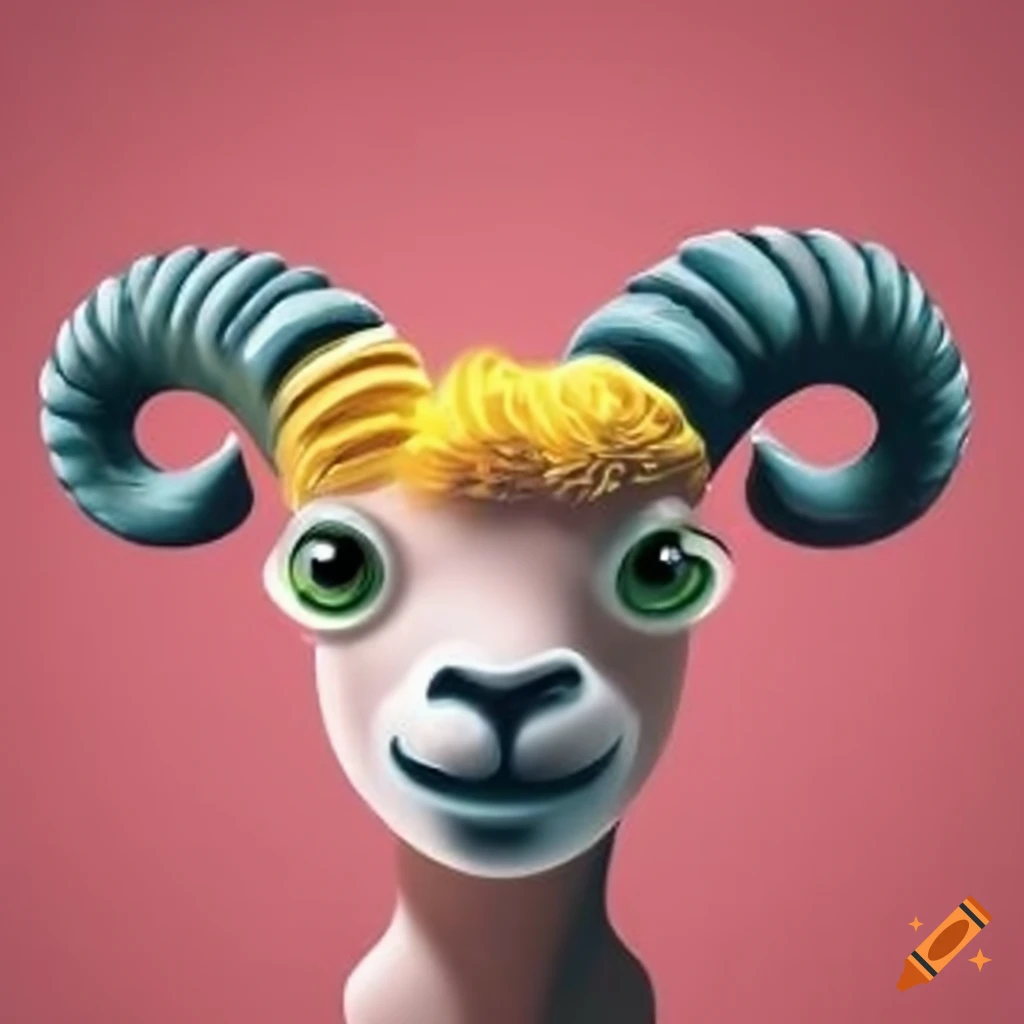 Friendly and colorful ram character on Craiyon