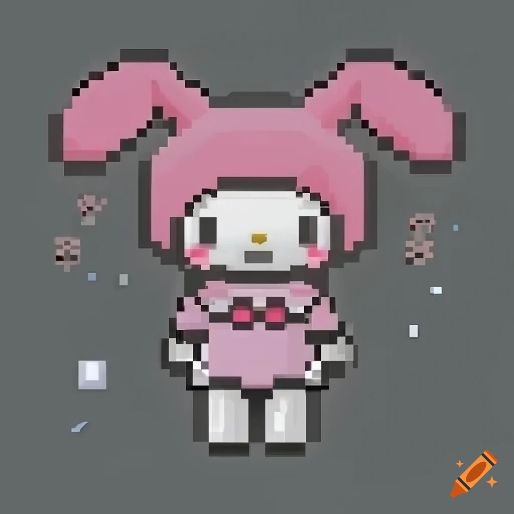 My melody face from hello kitty pixel art style on Craiyon