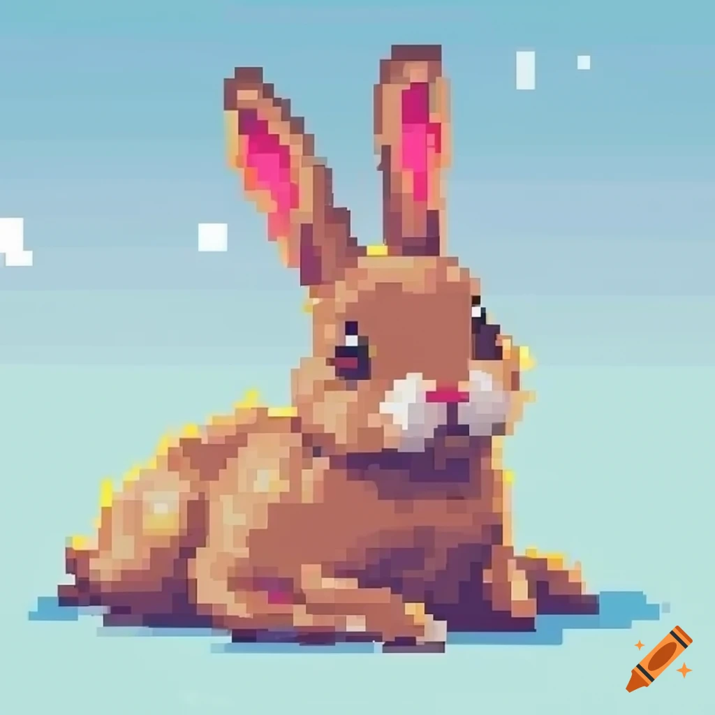 Pixel art of a detailed bunny on Craiyon