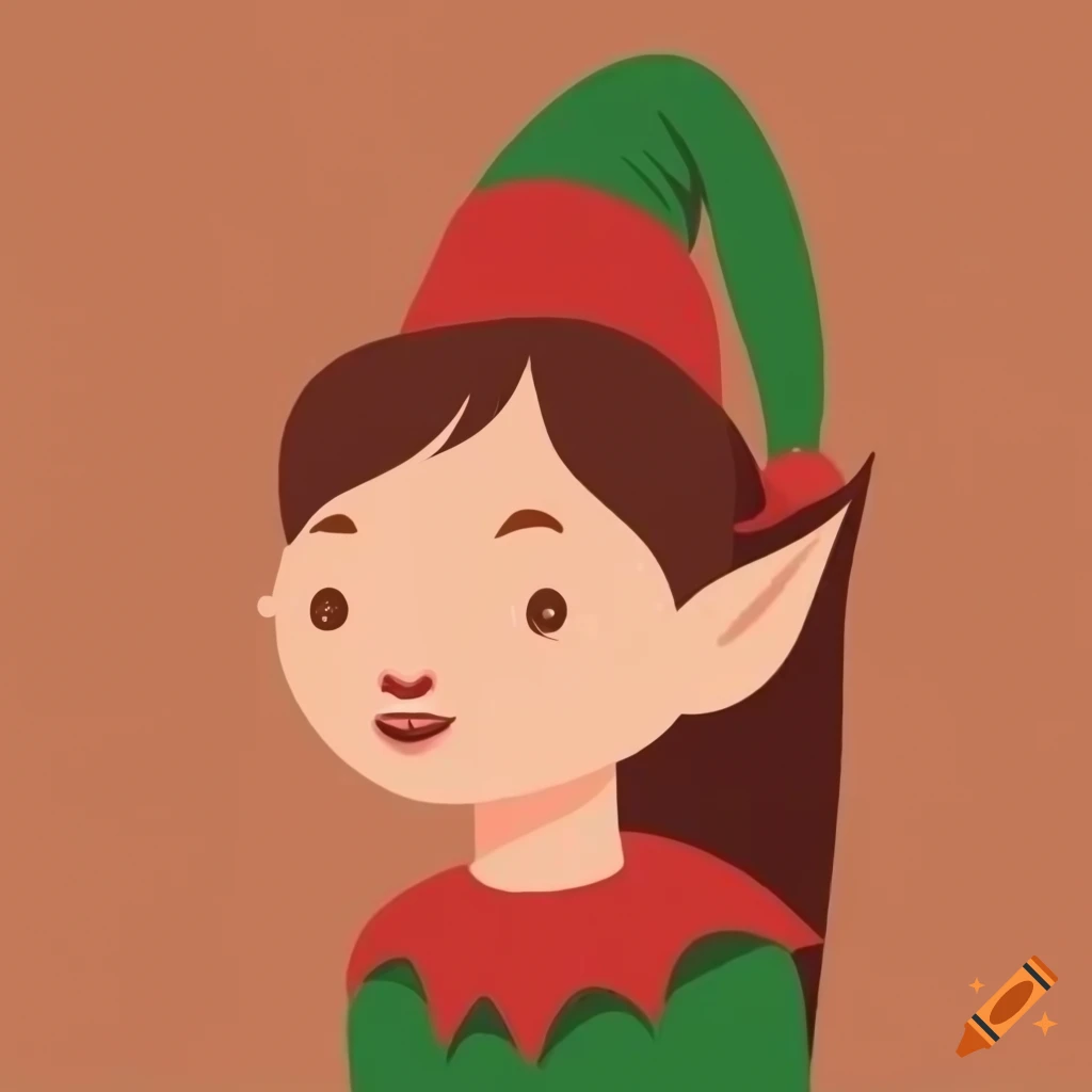 Minimalist vector art of a brown-skinned female christmas elf on Craiyon