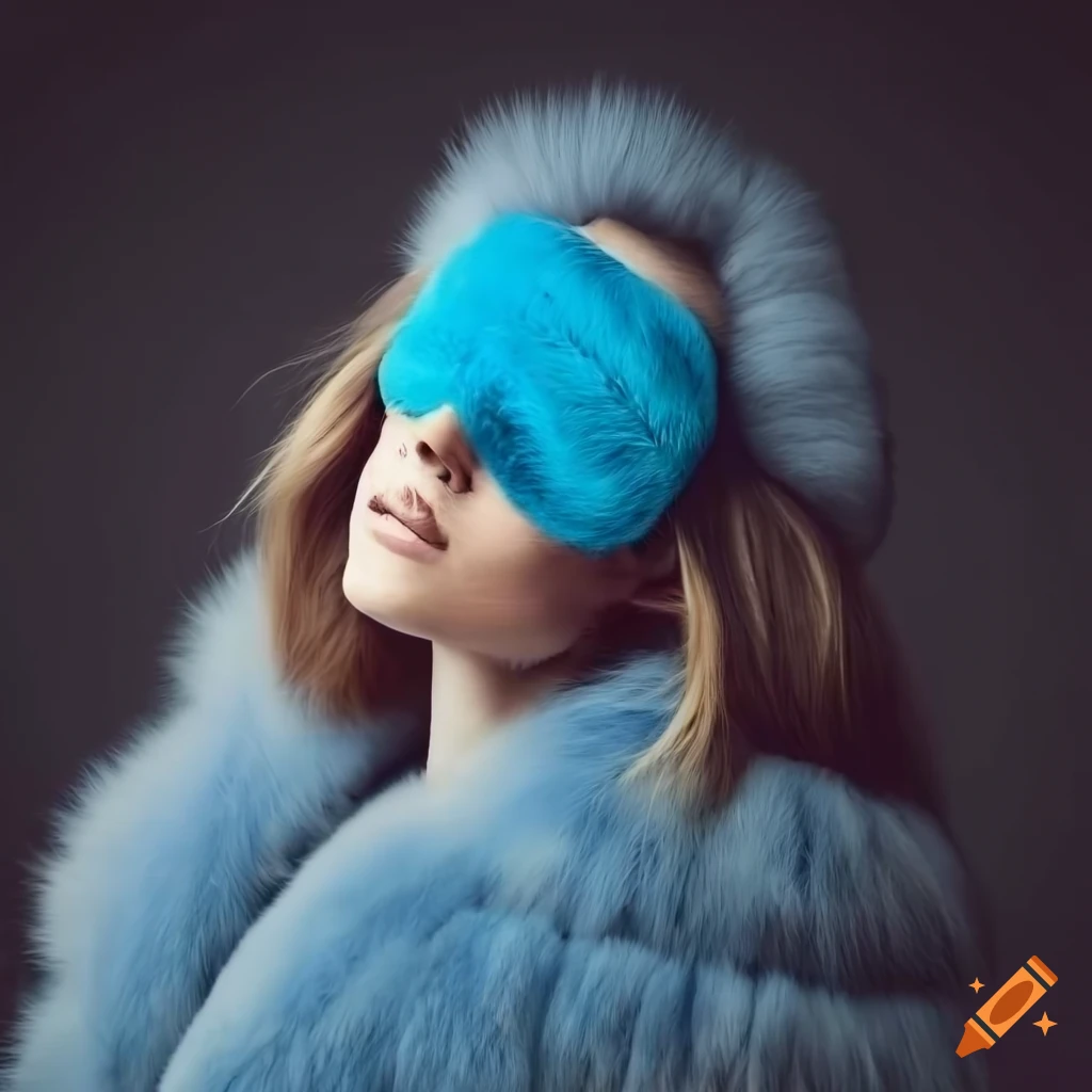 Fashionable woman with fur coat and sleep mask on Craiyon