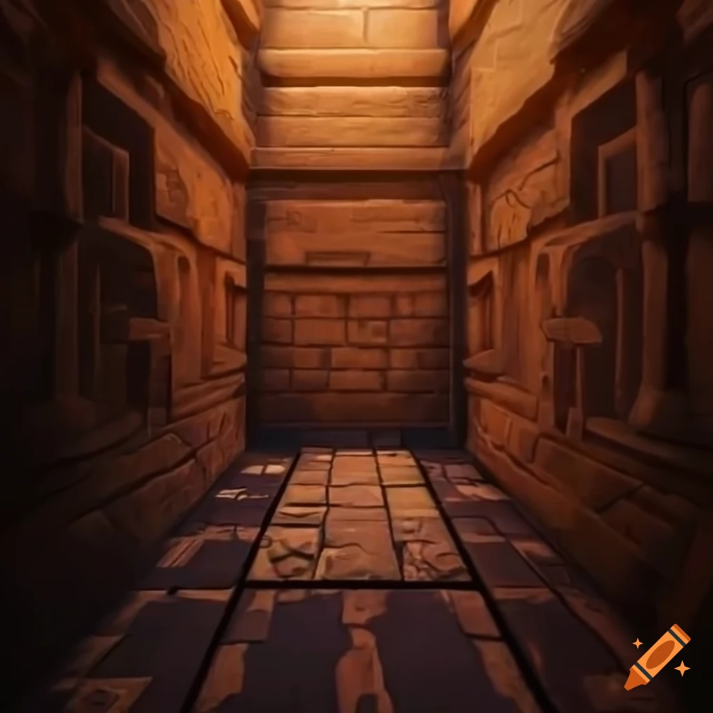 Top-down view of a sandstone dungeon room in a board game on Craiyon