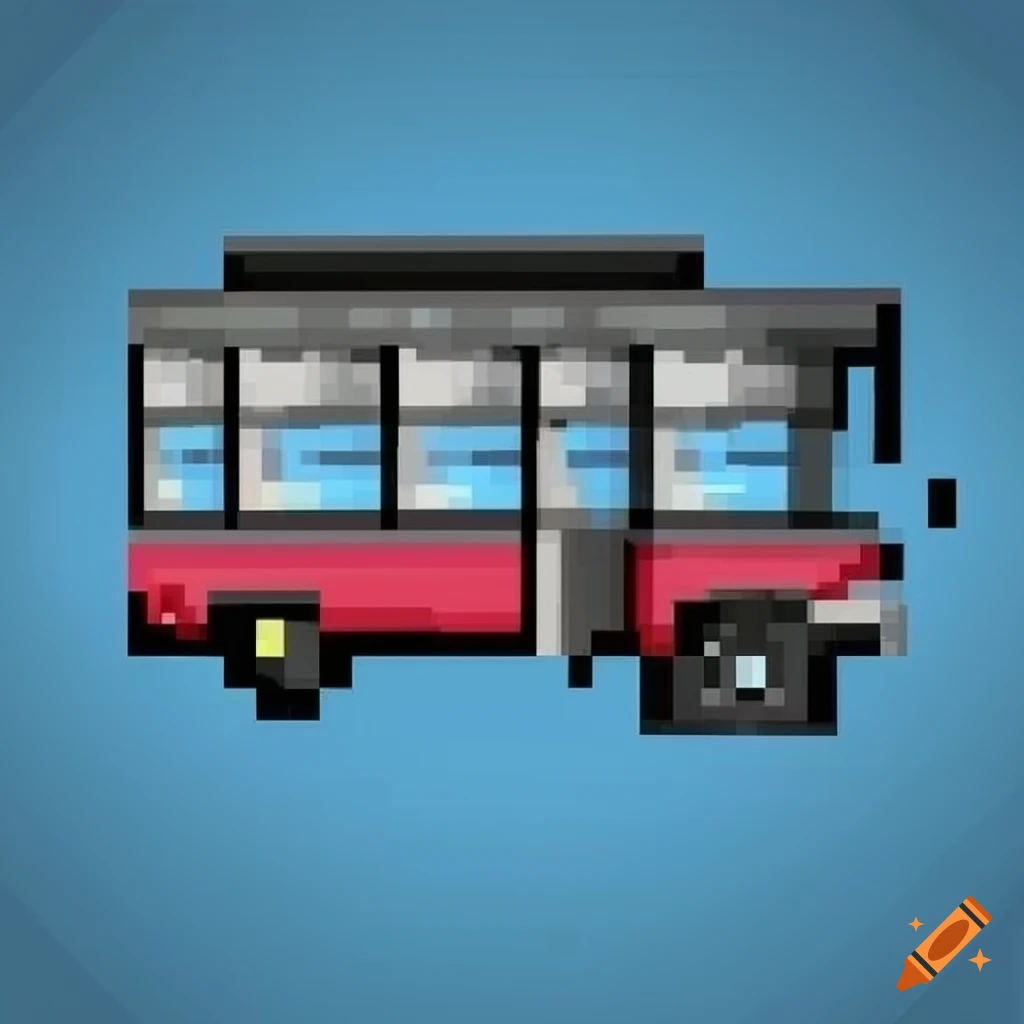 Pixel art of a side view bus on Craiyon