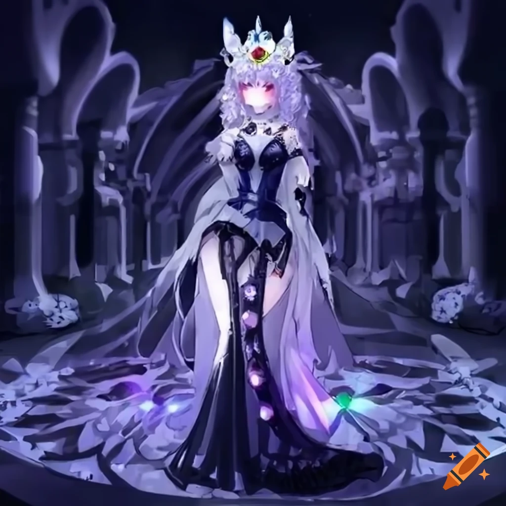 Anime queen girl with silver diamond crown on Craiyon