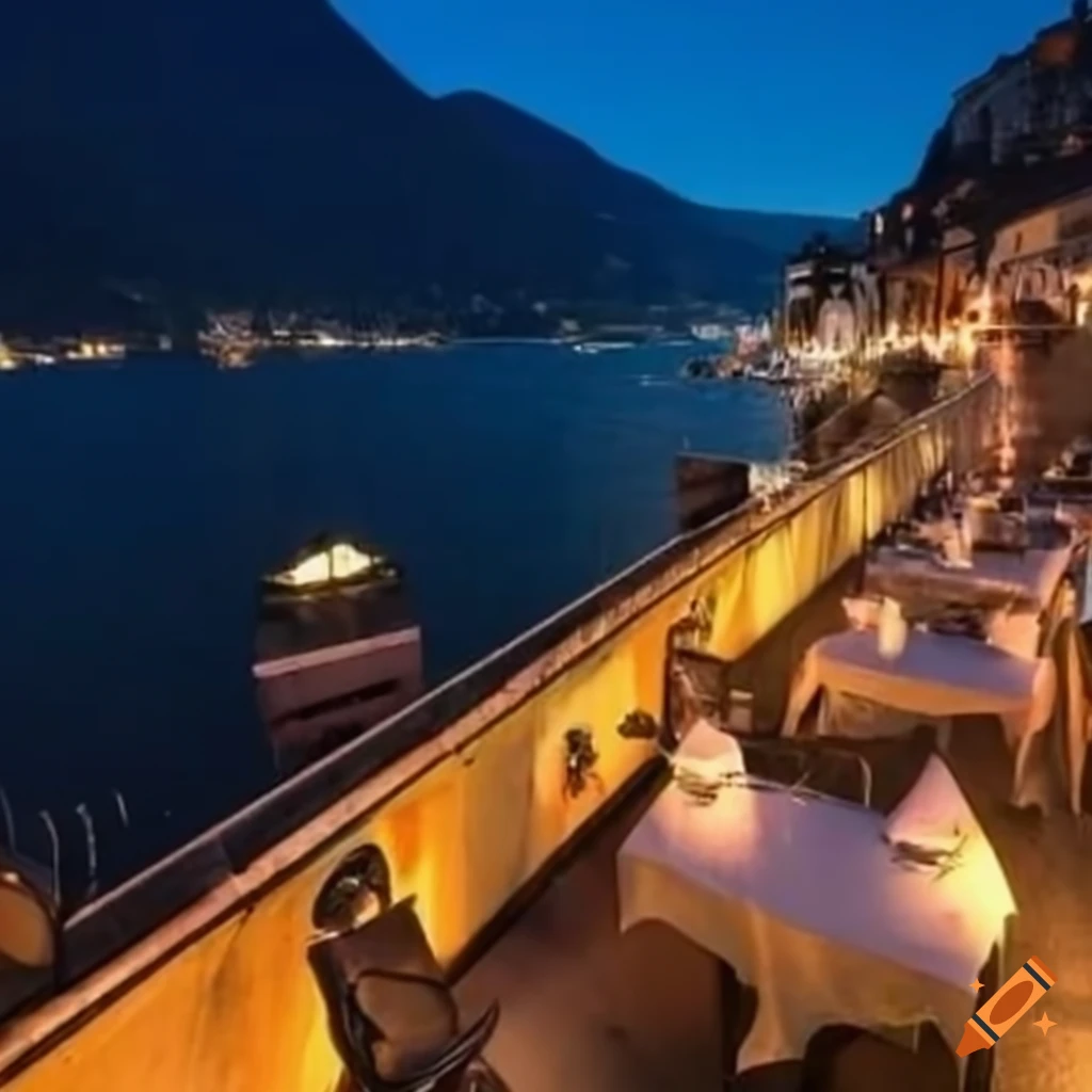 Italian dinner by Lake Como on Craiyon