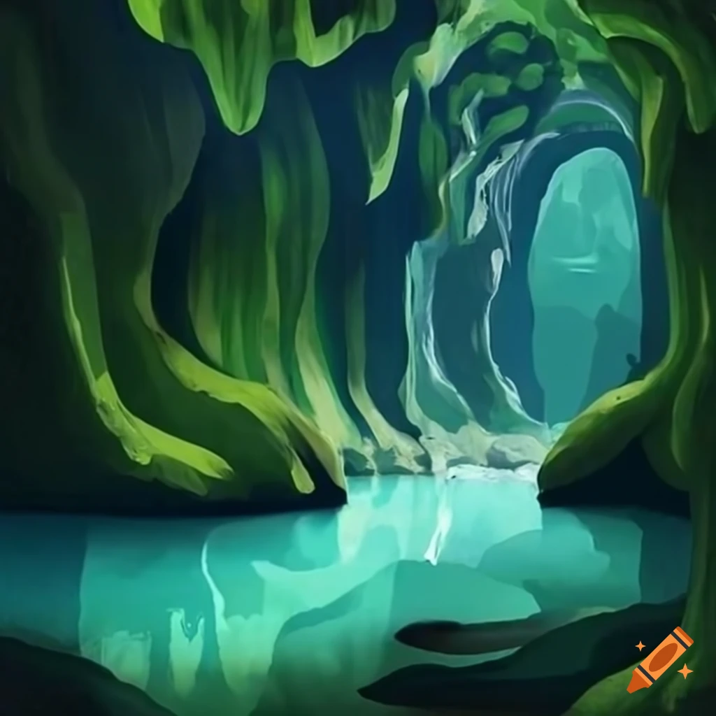 Magnificent lush caves on Craiyon