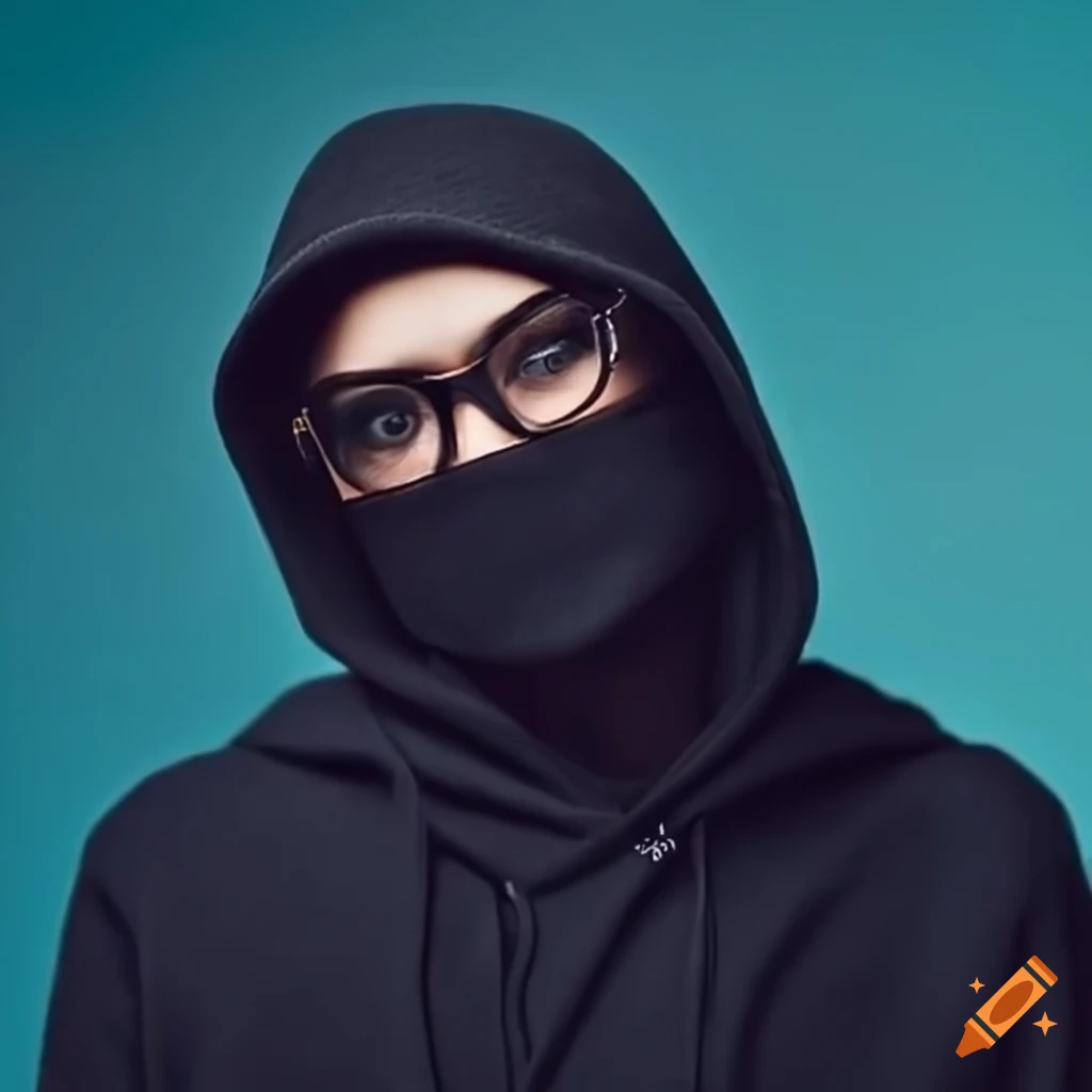 Image of a stylish programmer in a black hoody and glasses on Craiyon