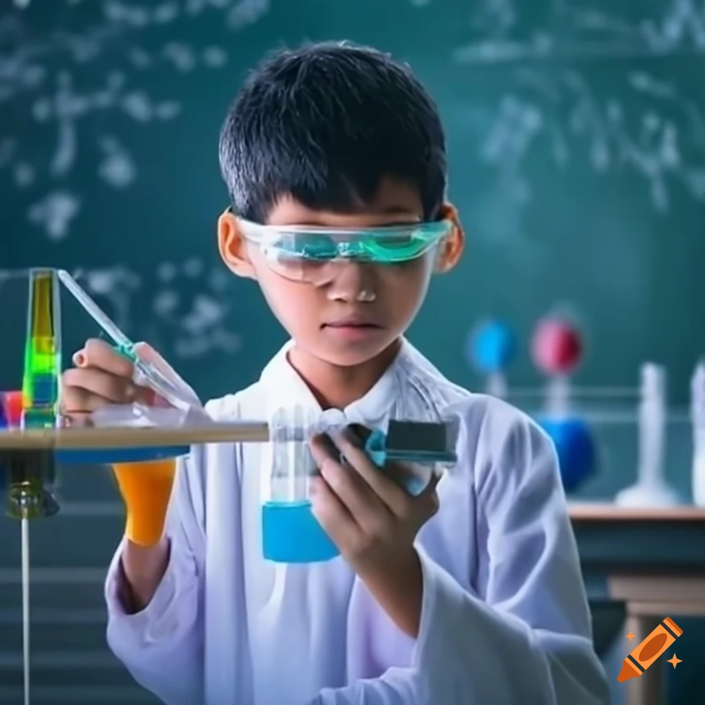 Filipino high school boy conducting experiments on Craiyon