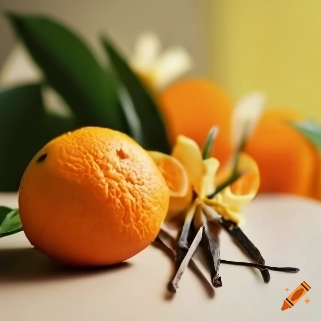 Orange blossoms and vanilla on a stylish table