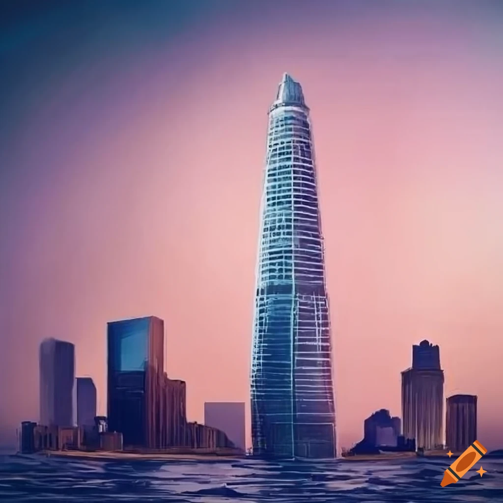Impressive skyscraper reaching 1.5 kilometers in height on Craiyon