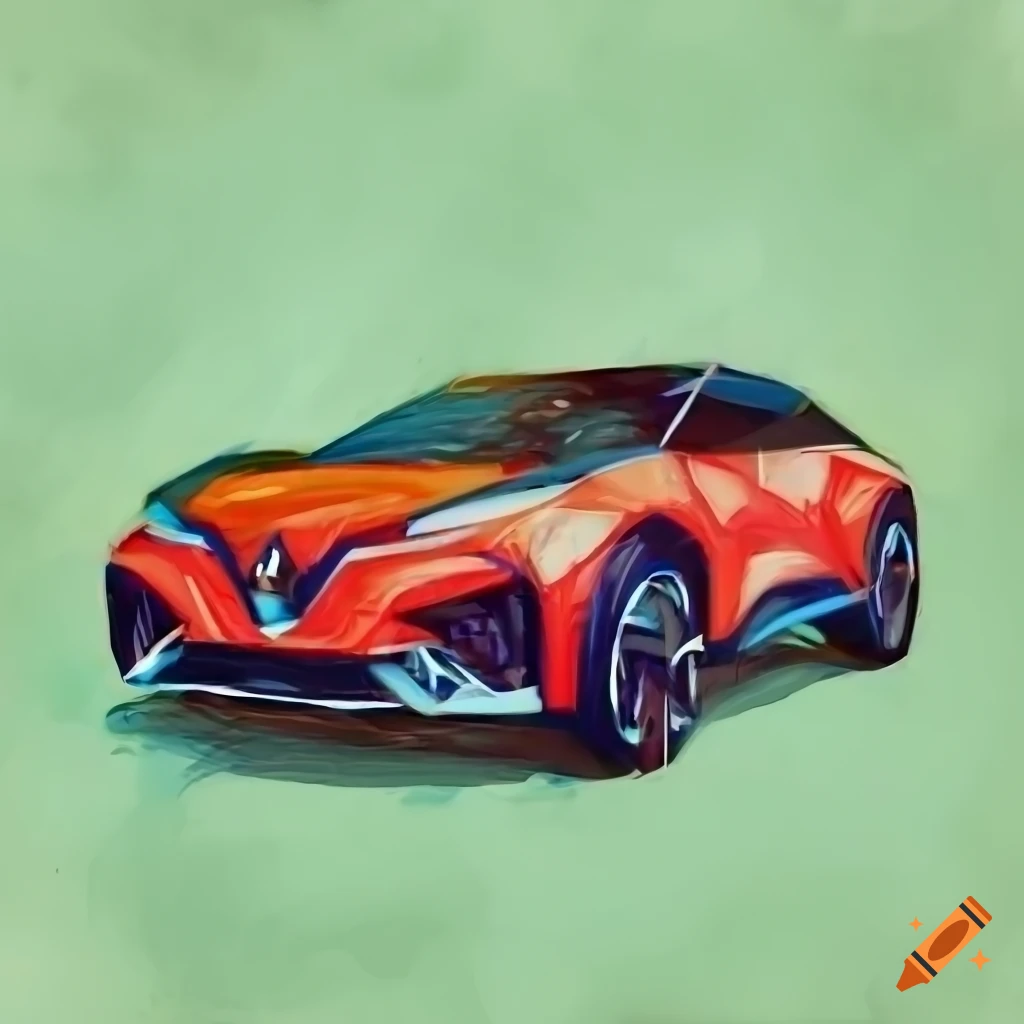 Red renault racoon concept car with rounded headlights