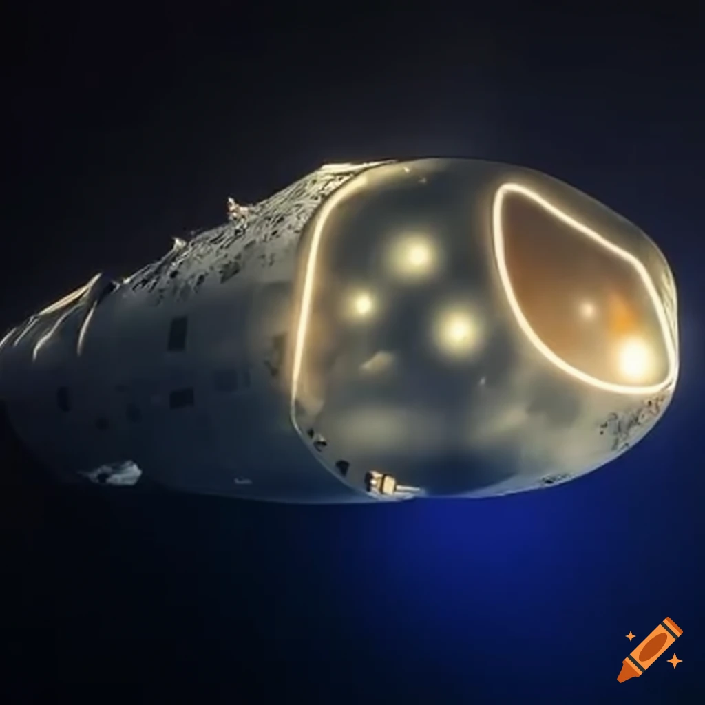 Sci-fi illustration of a cheese spaceship in space on Craiyon
