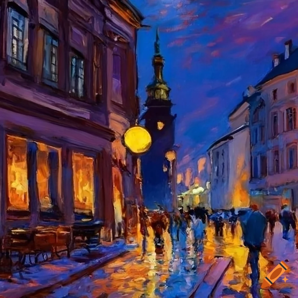 Impressionist painting of a night scene by the sea on Craiyon