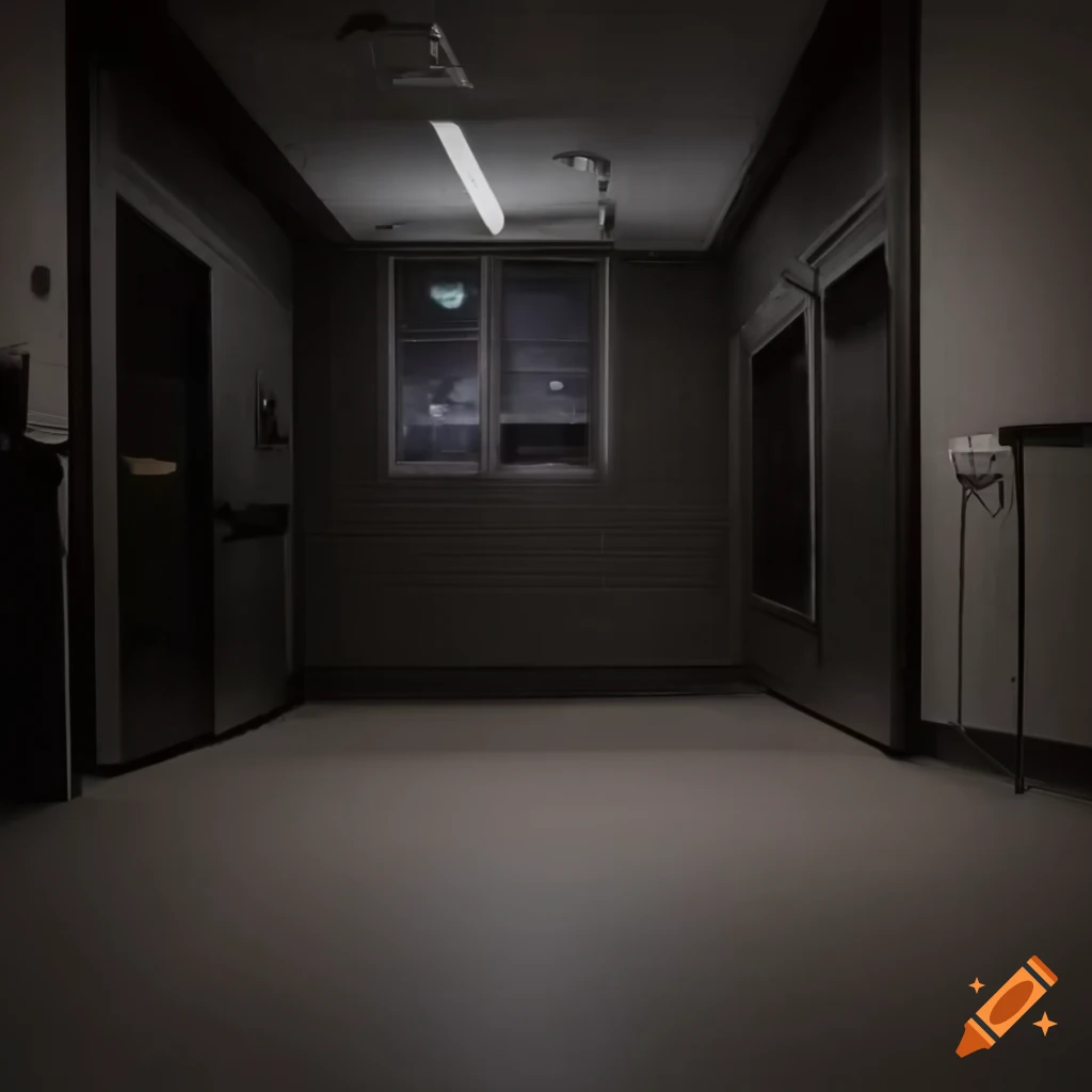 Dark police office with dim lighting