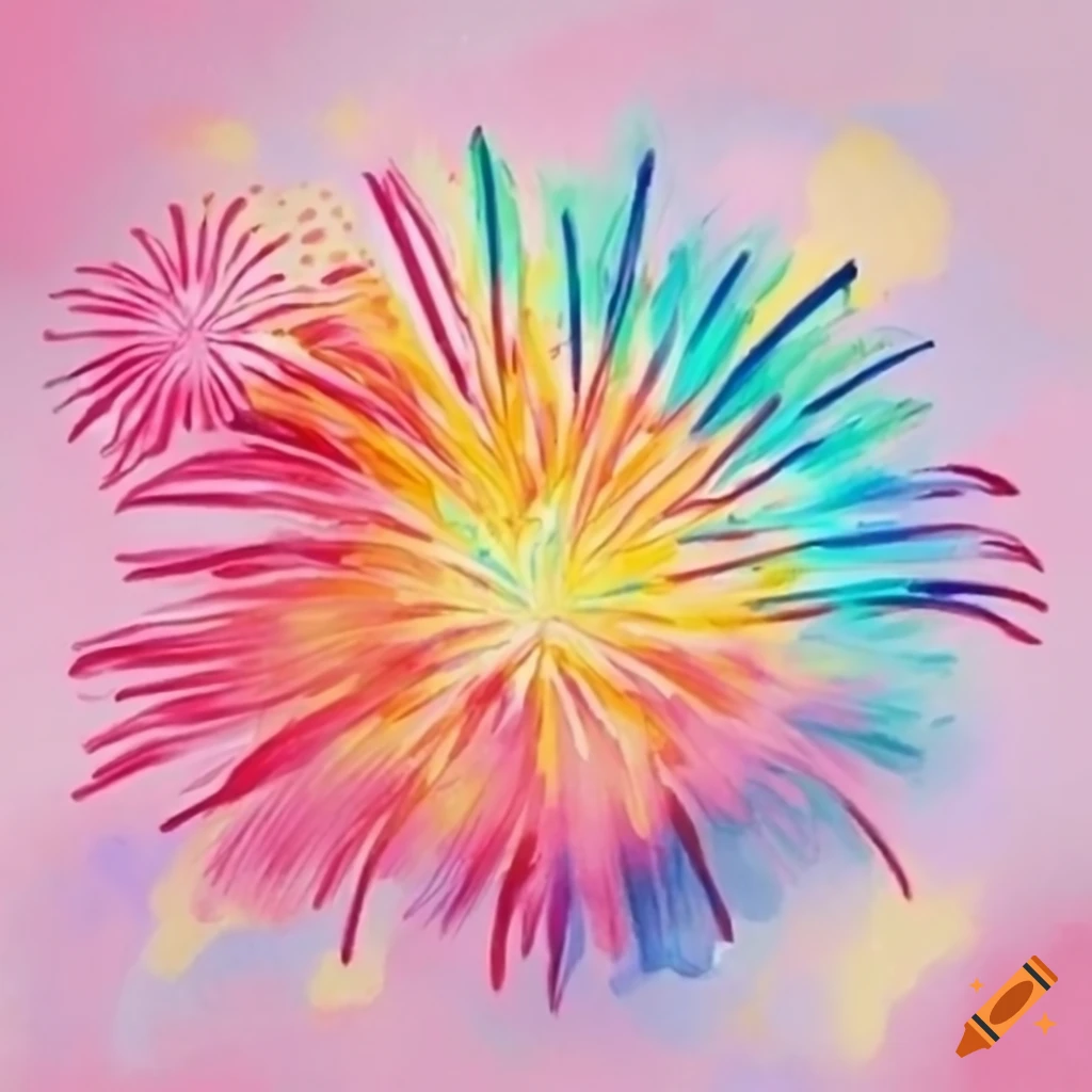 Sketch with fireworks and pastel colors on Craiyon