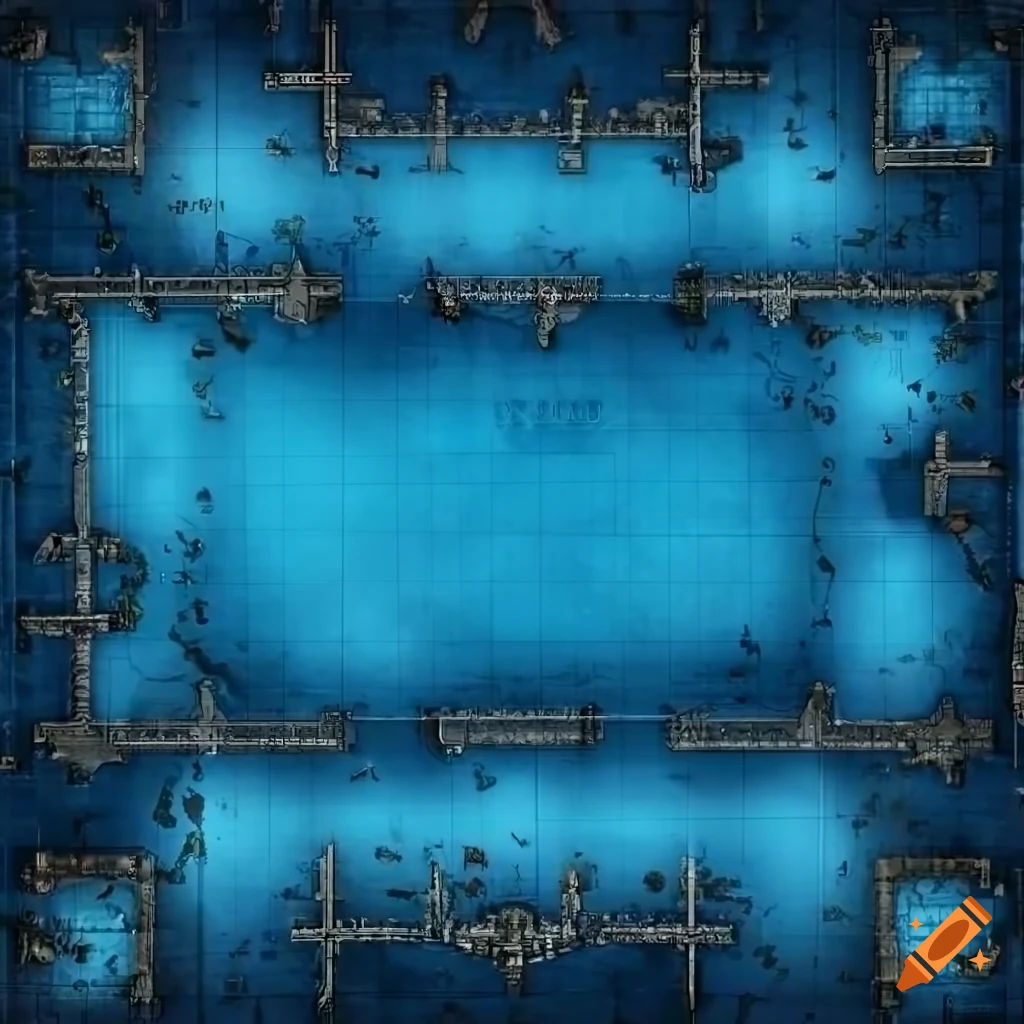 Blue-themed epic battle map on Craiyon