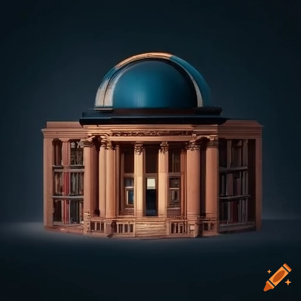 Library with observatory architecture on Craiyon