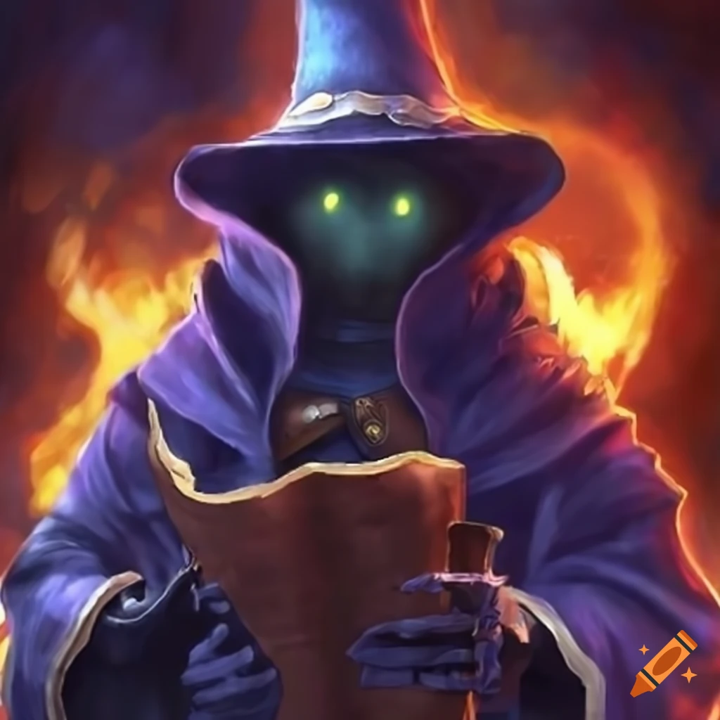 Illustration of vivi blackmage from final fantasy as a tuba mage on Craiyon