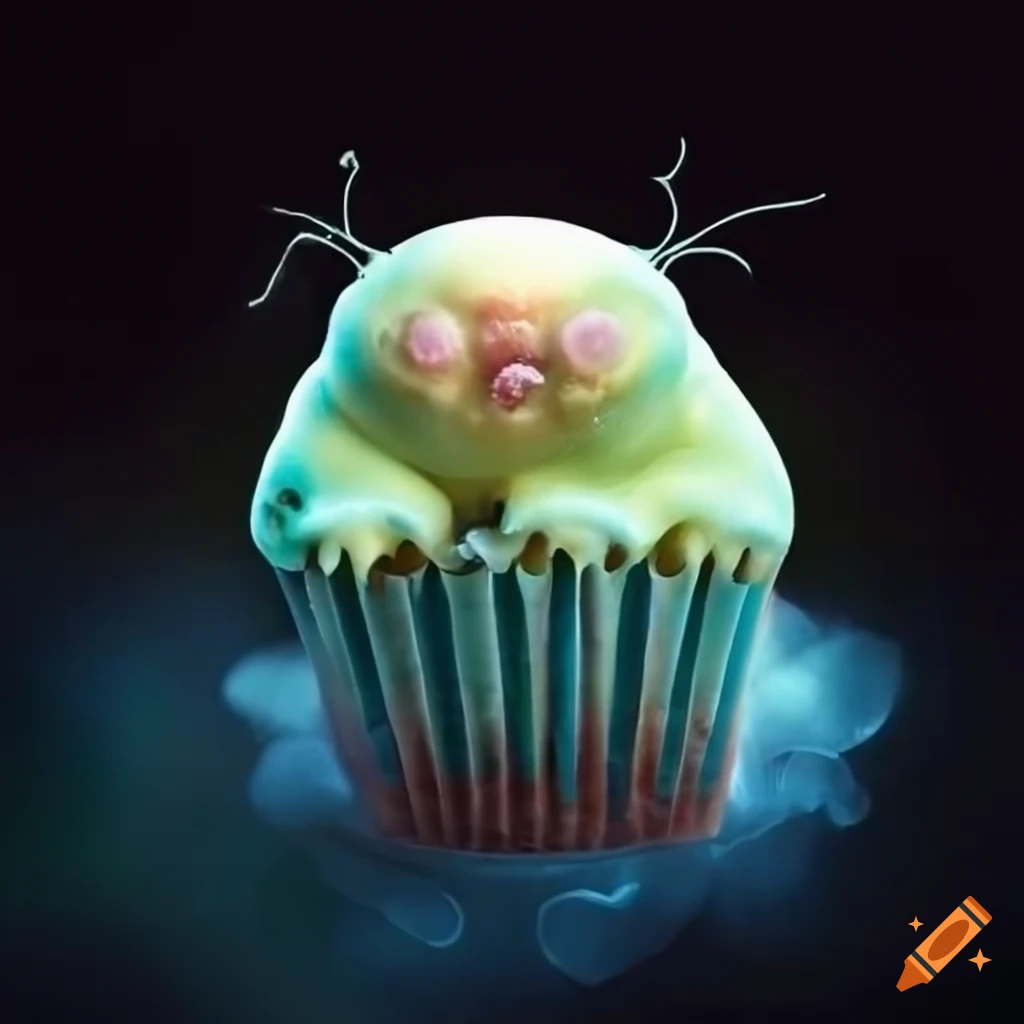 Cute tardigrade enjoying a cupcake
