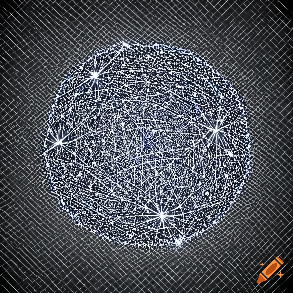 Drawing of an interconnected network with a community symbol on Craiyon