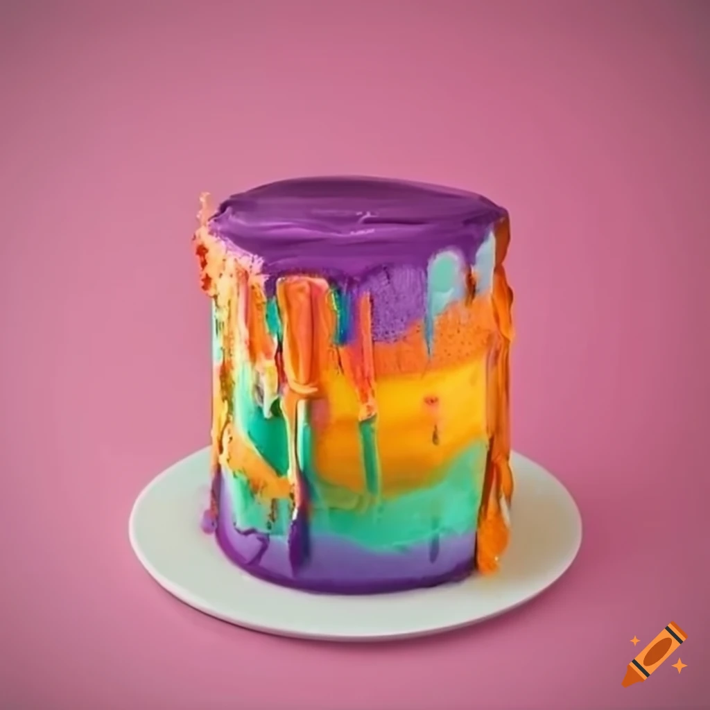 Colorful cake with brushstroke design on Craiyon