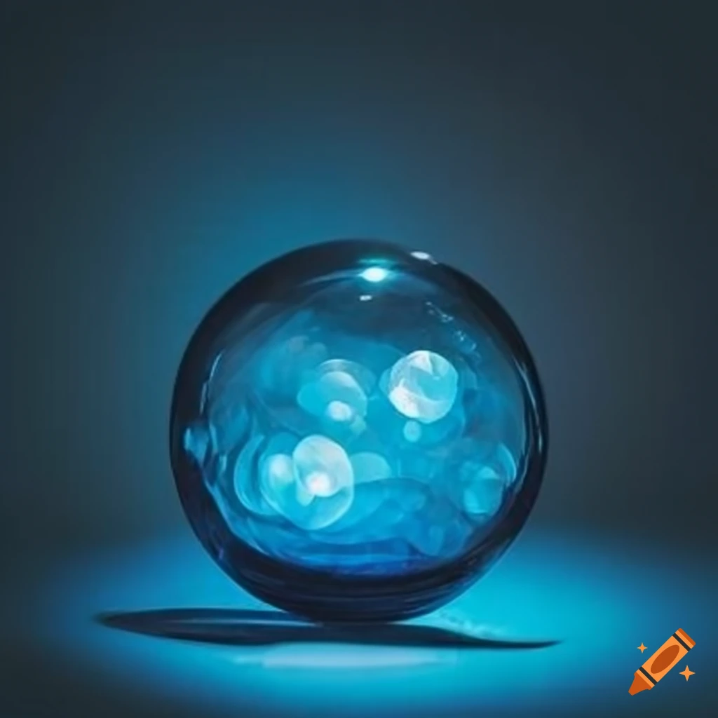 Blue transparent sphere on Craiyon