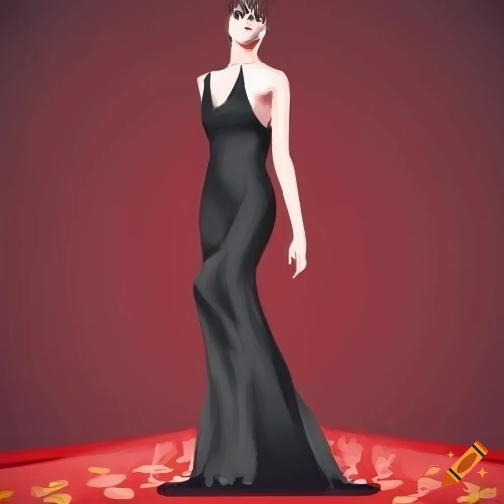Illustration of a model walking on a red carpet