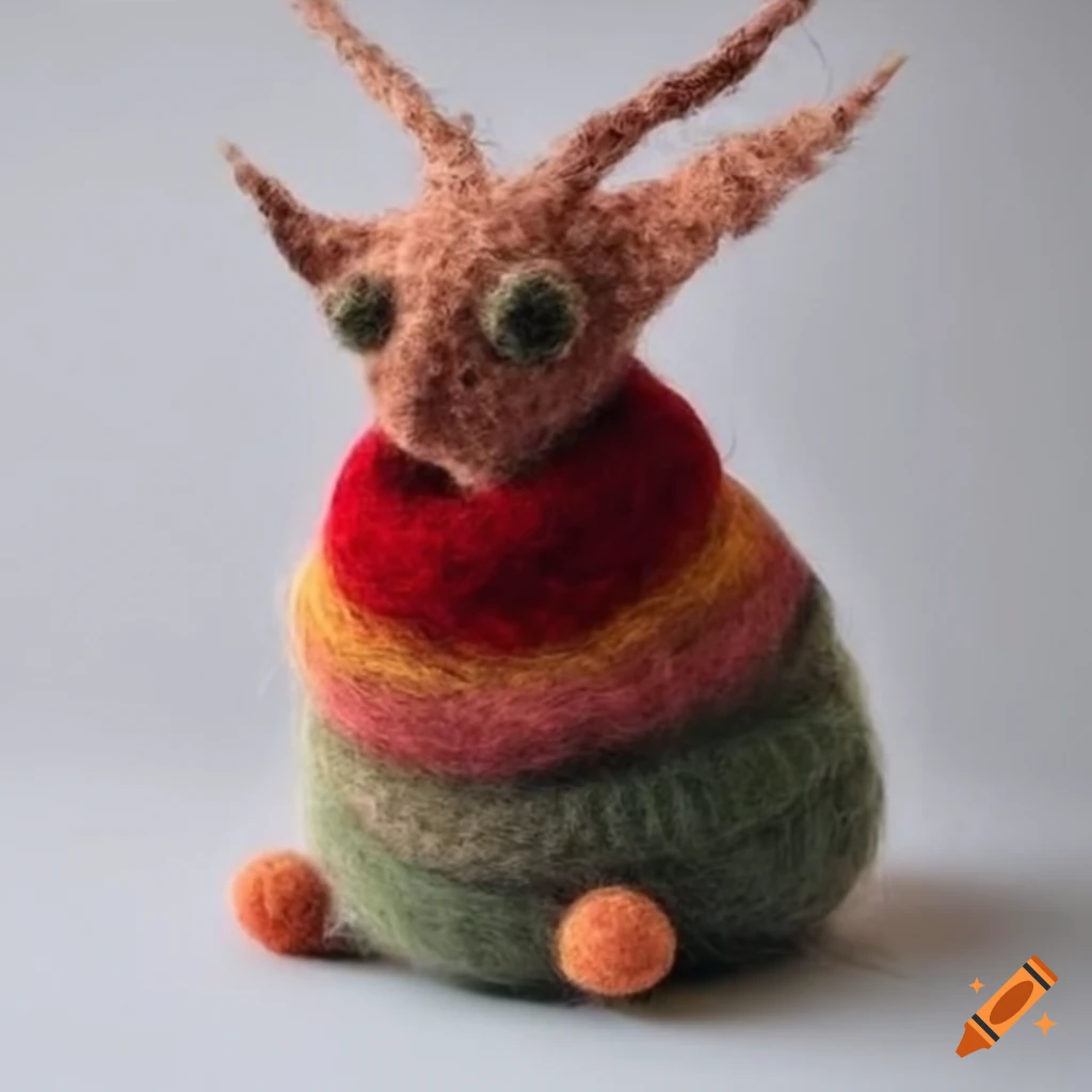 Felted wool creatures with unique clothing and hats