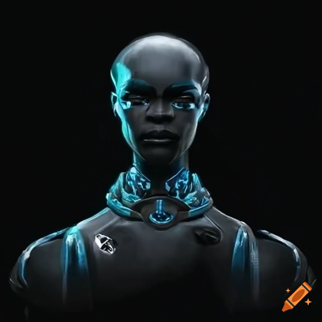 Young cyborg hero with a determined expression on Craiyon