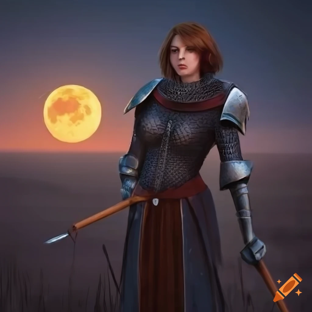 Red female knight with plumage on Craiyon