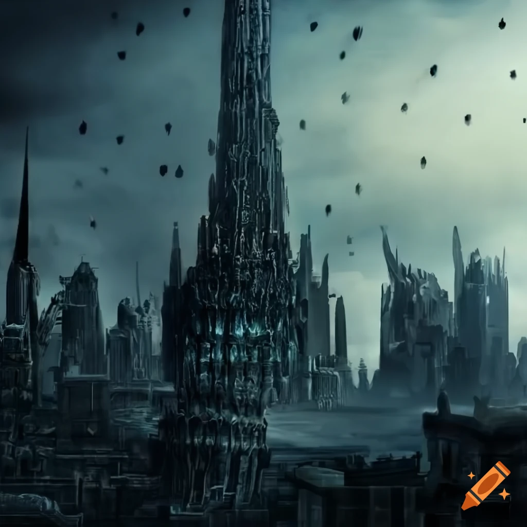 Dark futuristic cityscape inspired by giger on Craiyon