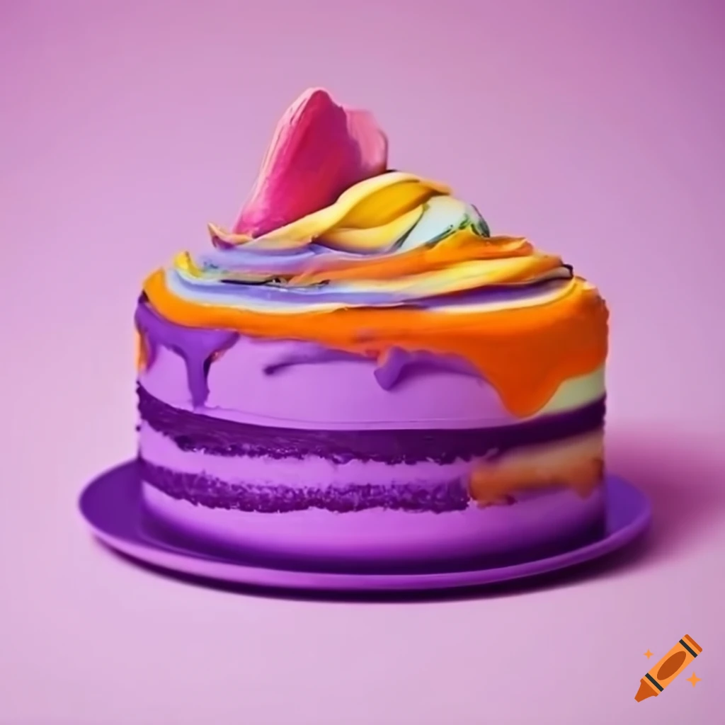 Colorful cake with artistic brushstrokes on Craiyon