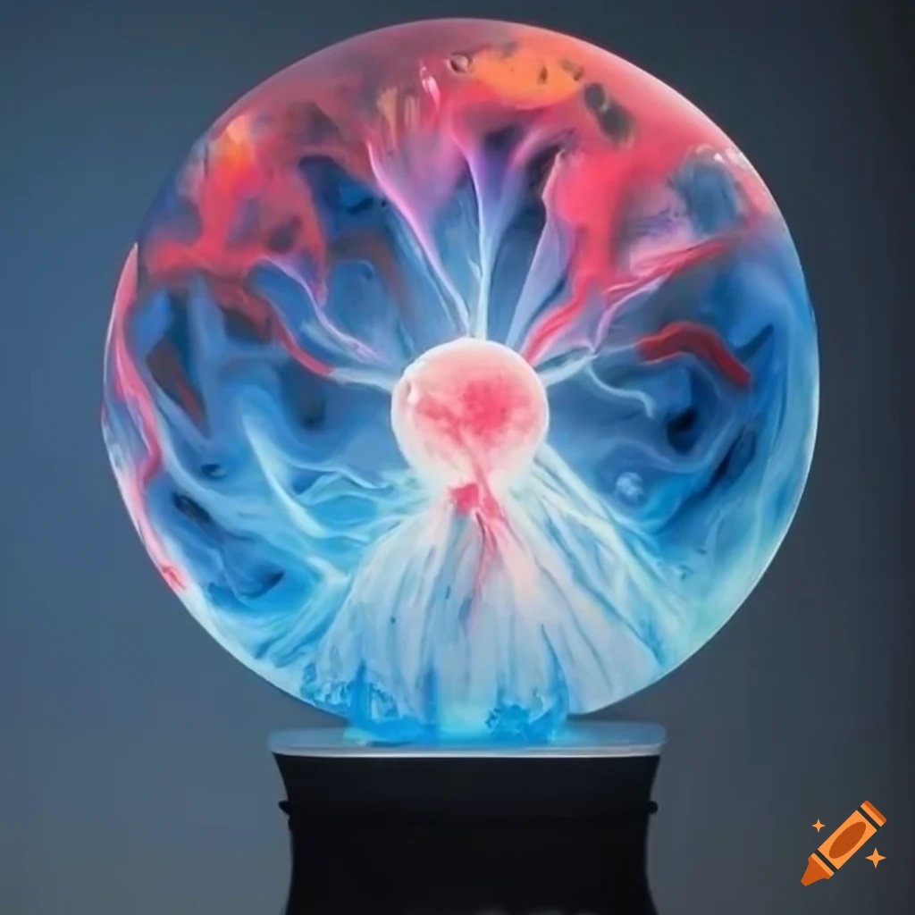 Abstract painting of a white plasma orb on a pedestal on Craiyon