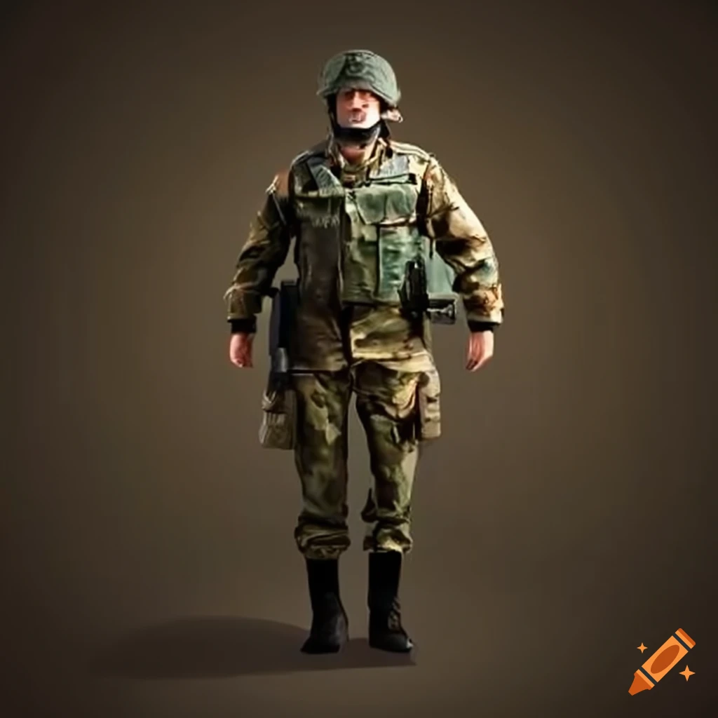 Armed soldier standing and facing left on Craiyon