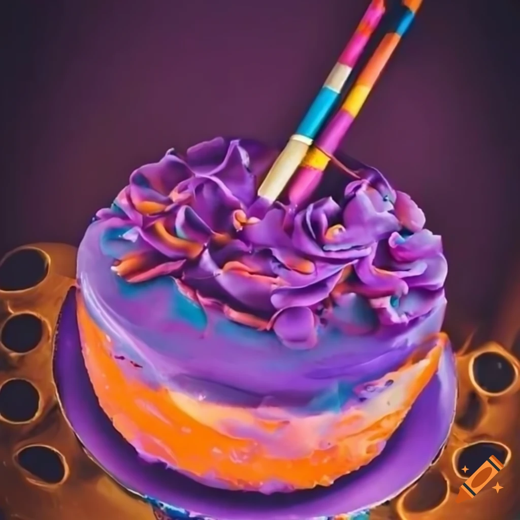 Colorful cake with brushstroke design on Craiyon
