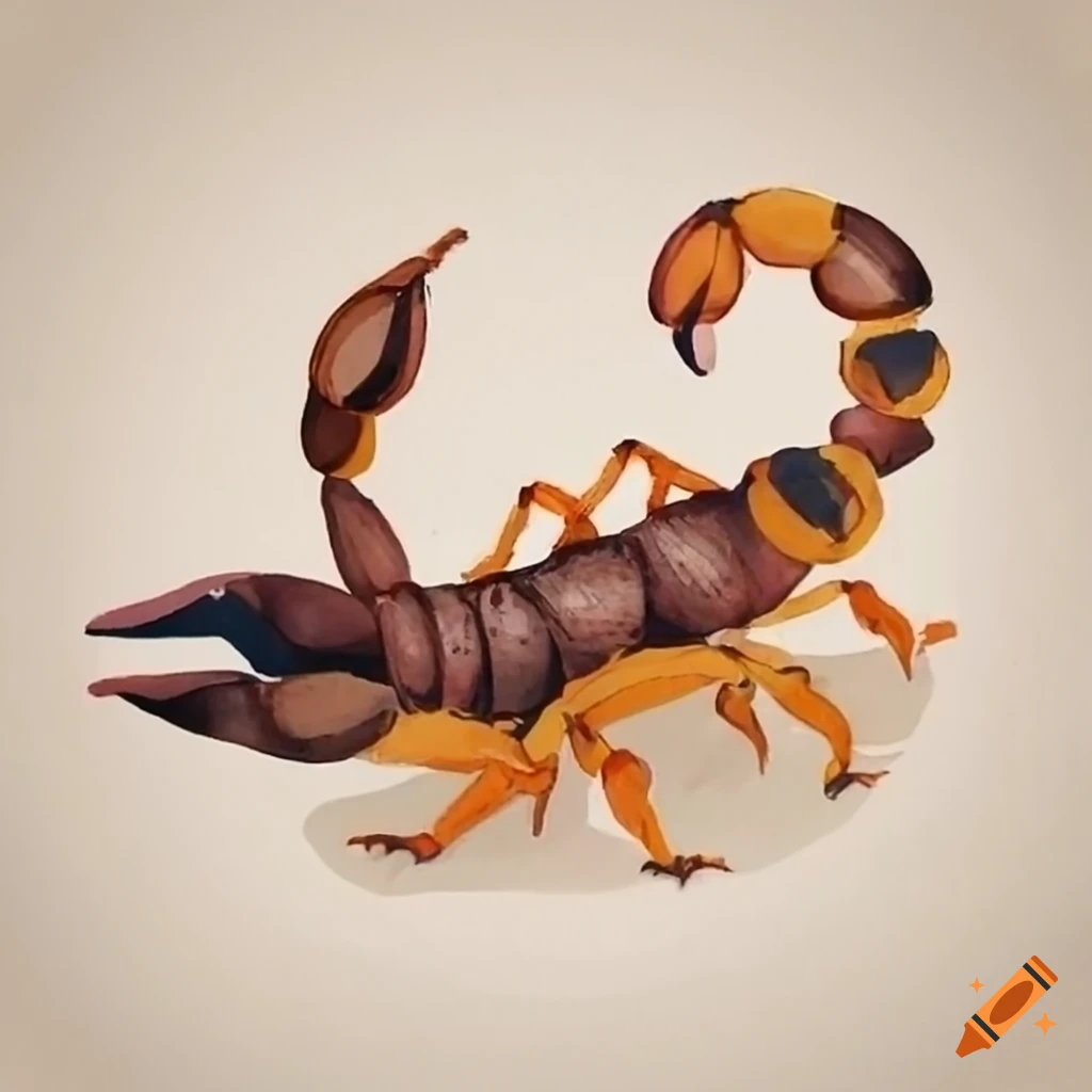 Retro ink art of a scorpion in an art deco style on Craiyon