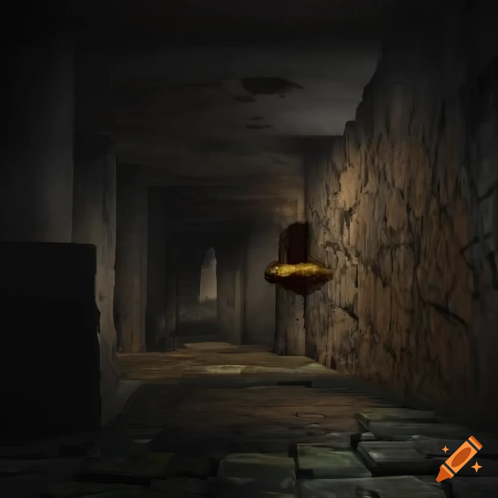 Super mario 64 hollow horror halls level landscape on Craiyon