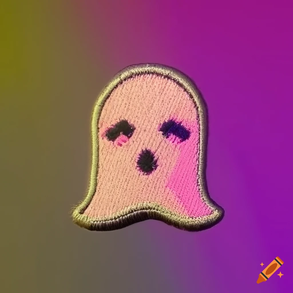 Design patch with sparkling stars and ghost emoji