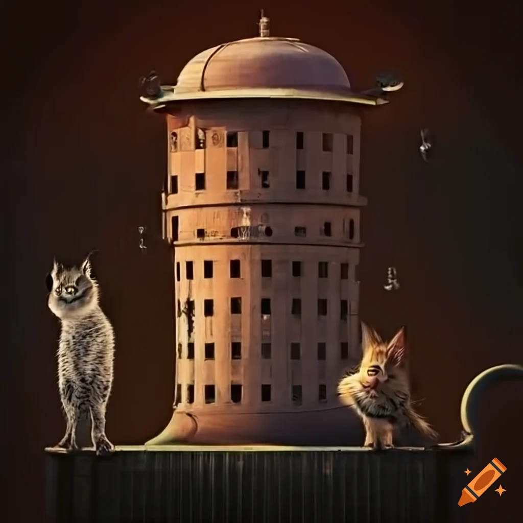 Unique urban network of pipes with cats on Craiyon