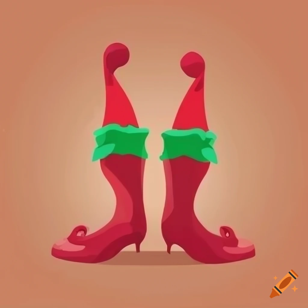 Vector illustration of minimalist Christmas elf shoes on Craiyon
