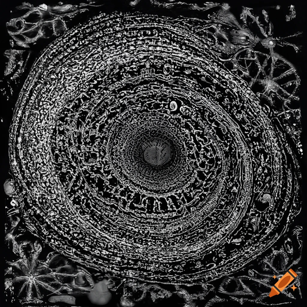 Illustration of branching mycelium and neurons in black and white on ...