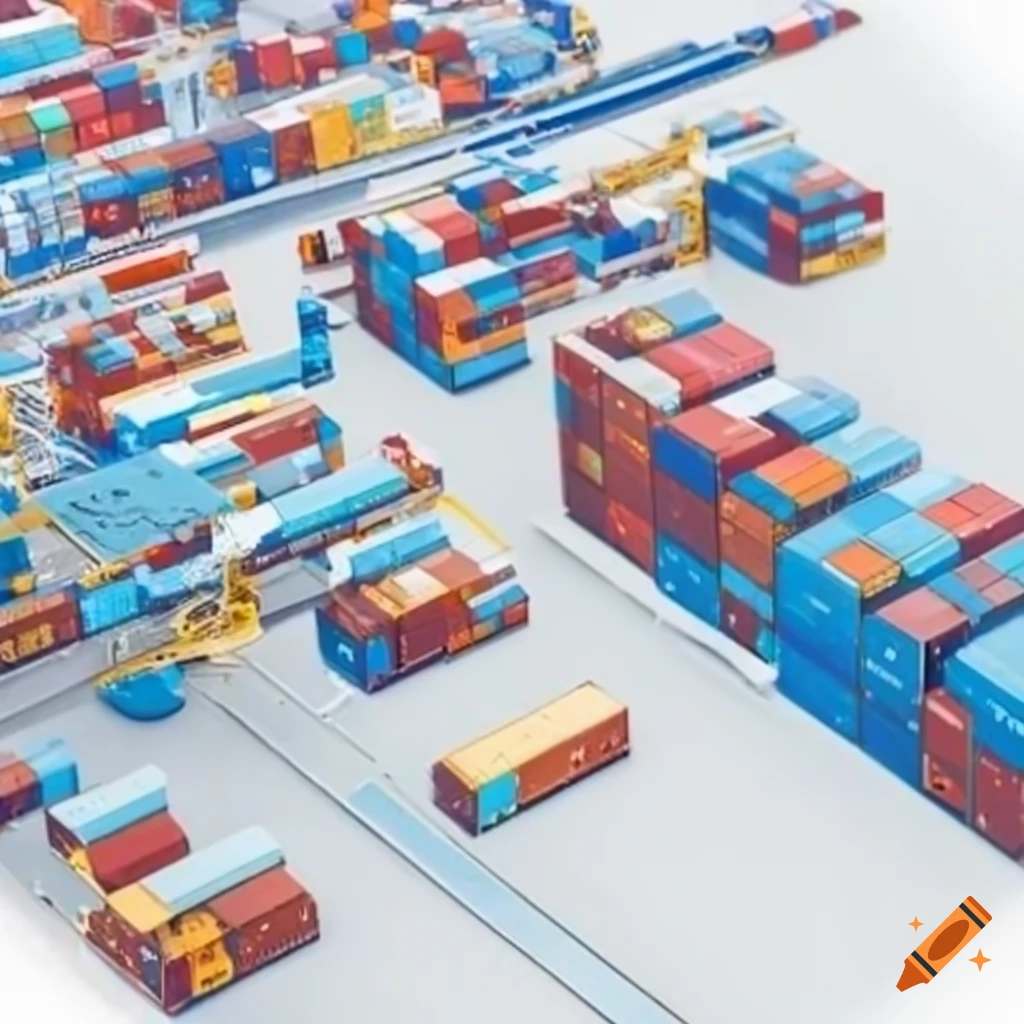 Detailed illustration of a logistics distribution system architecture ...